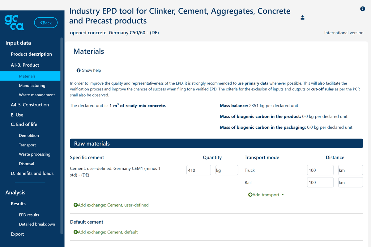 Simplify cement and concrete EPD Creation | GCCA EPD Tool